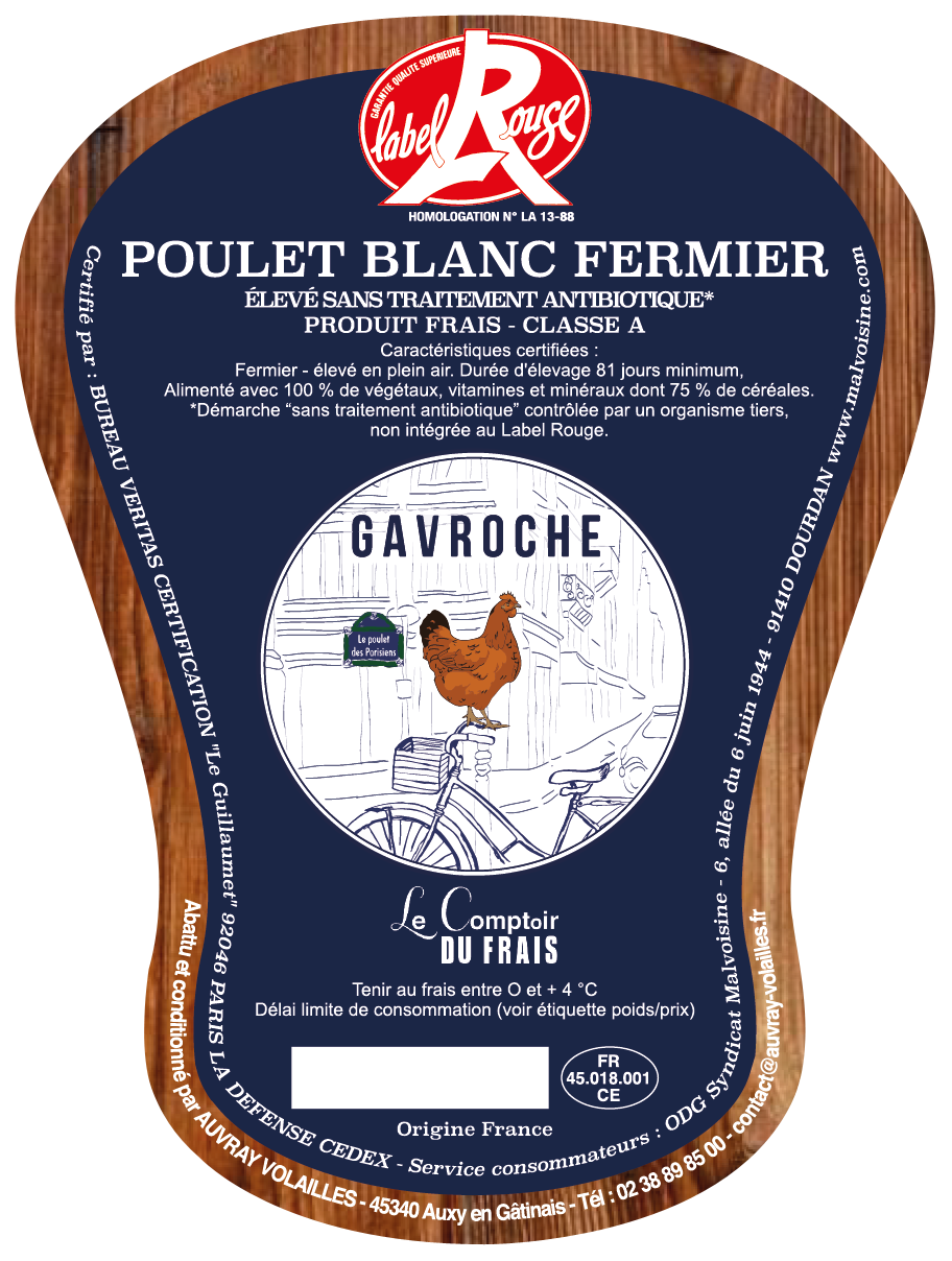 Poulet fermier blanc - Label Rouge - Auvray Volailles