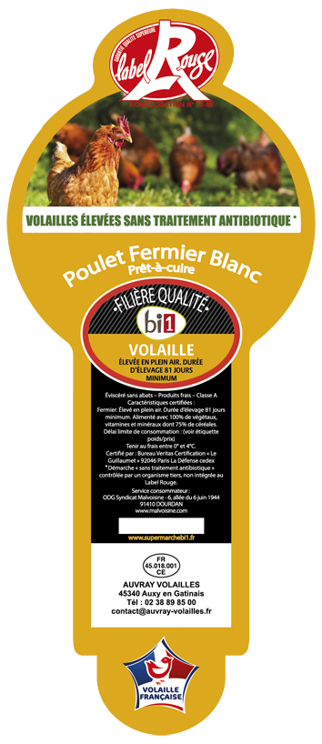 Poulet fermier blanc - Label Rouge - Auvray Volailles